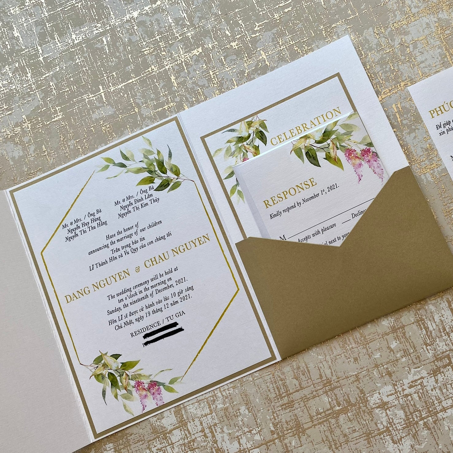 Tri-Fold Pocket Invitation Suites – Bilingual Invitations