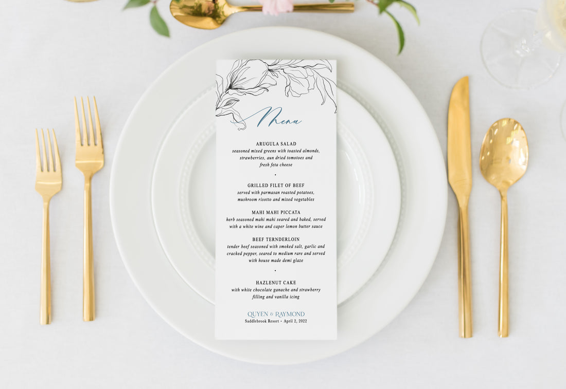 MAGNOLIA | Line Art Menus – Bilingual Invitations
