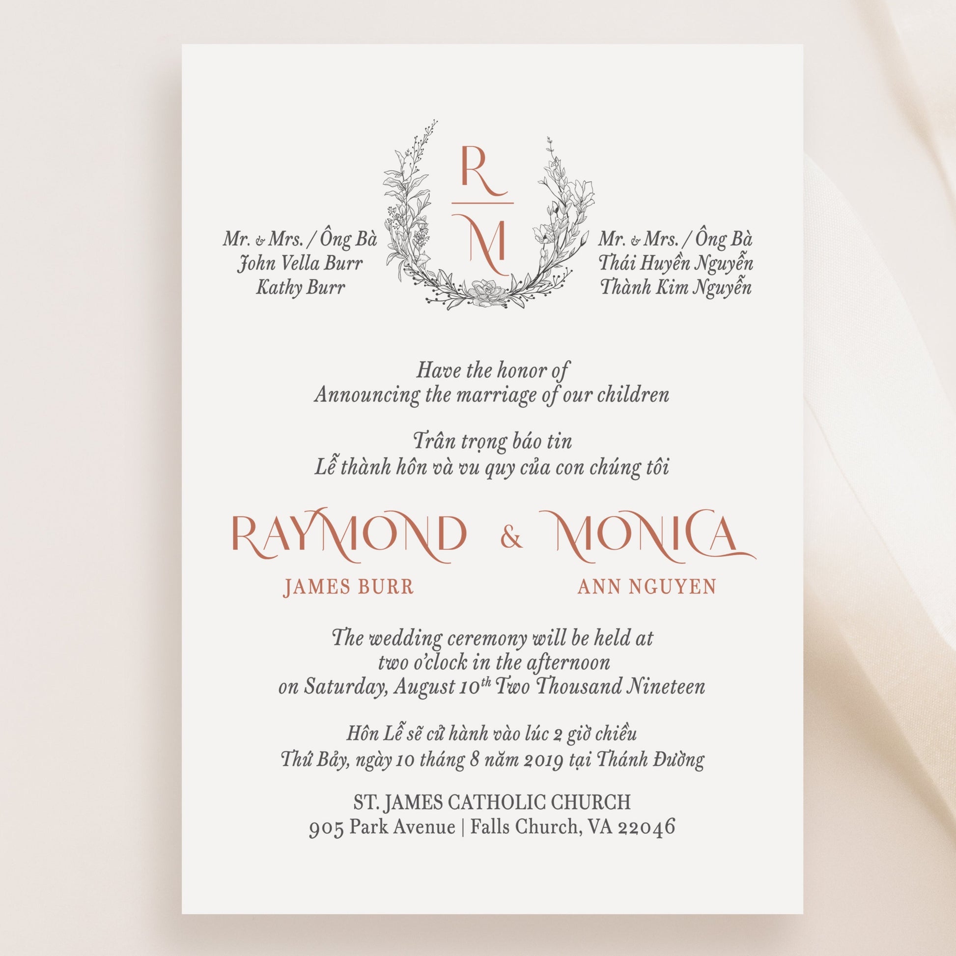 ISABELLA | Bilingual Vietnamese Wedding Invitation Suites – Bilingual ...