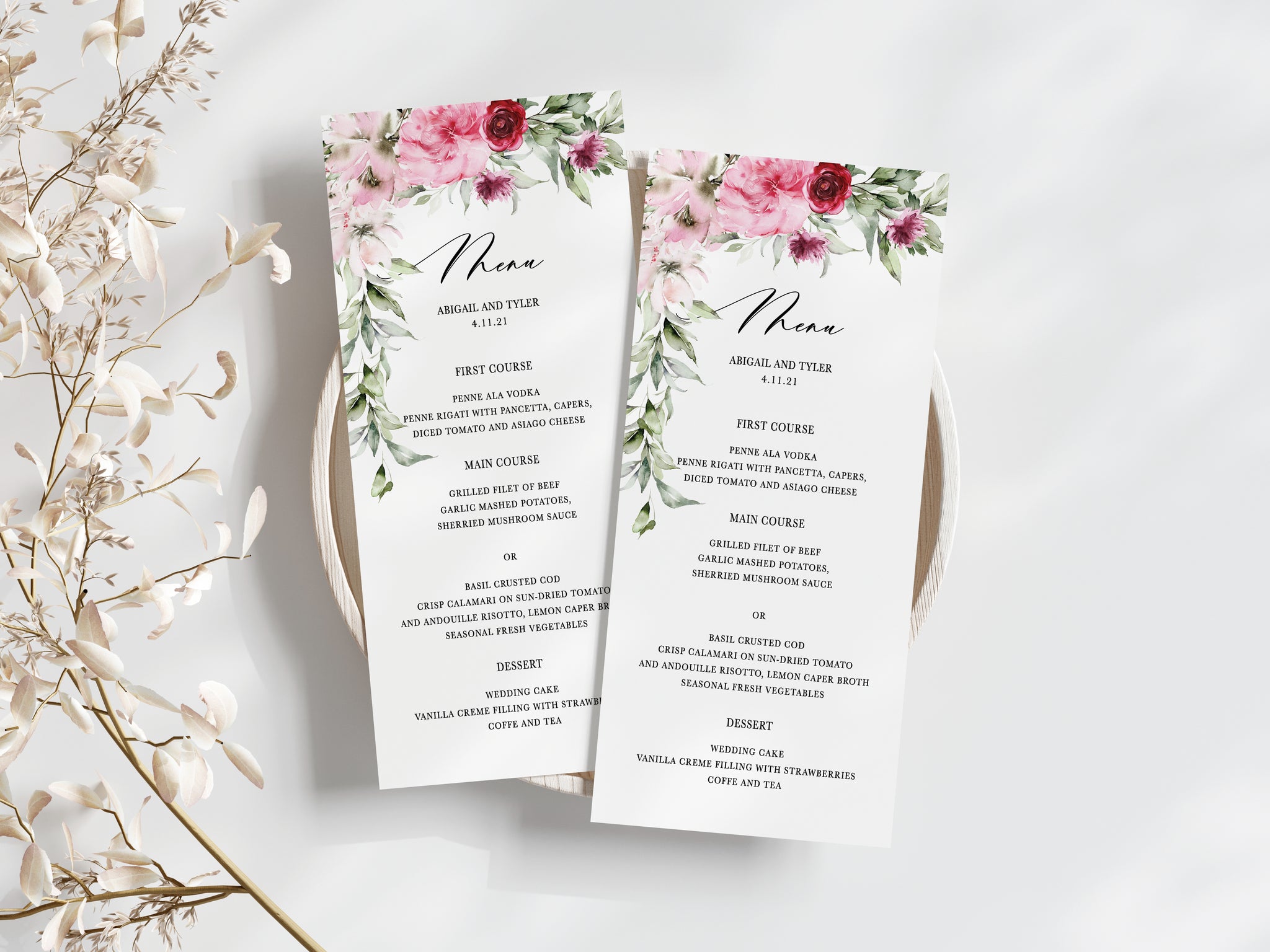PRISCILLA | Menus – Bilingual Invitations