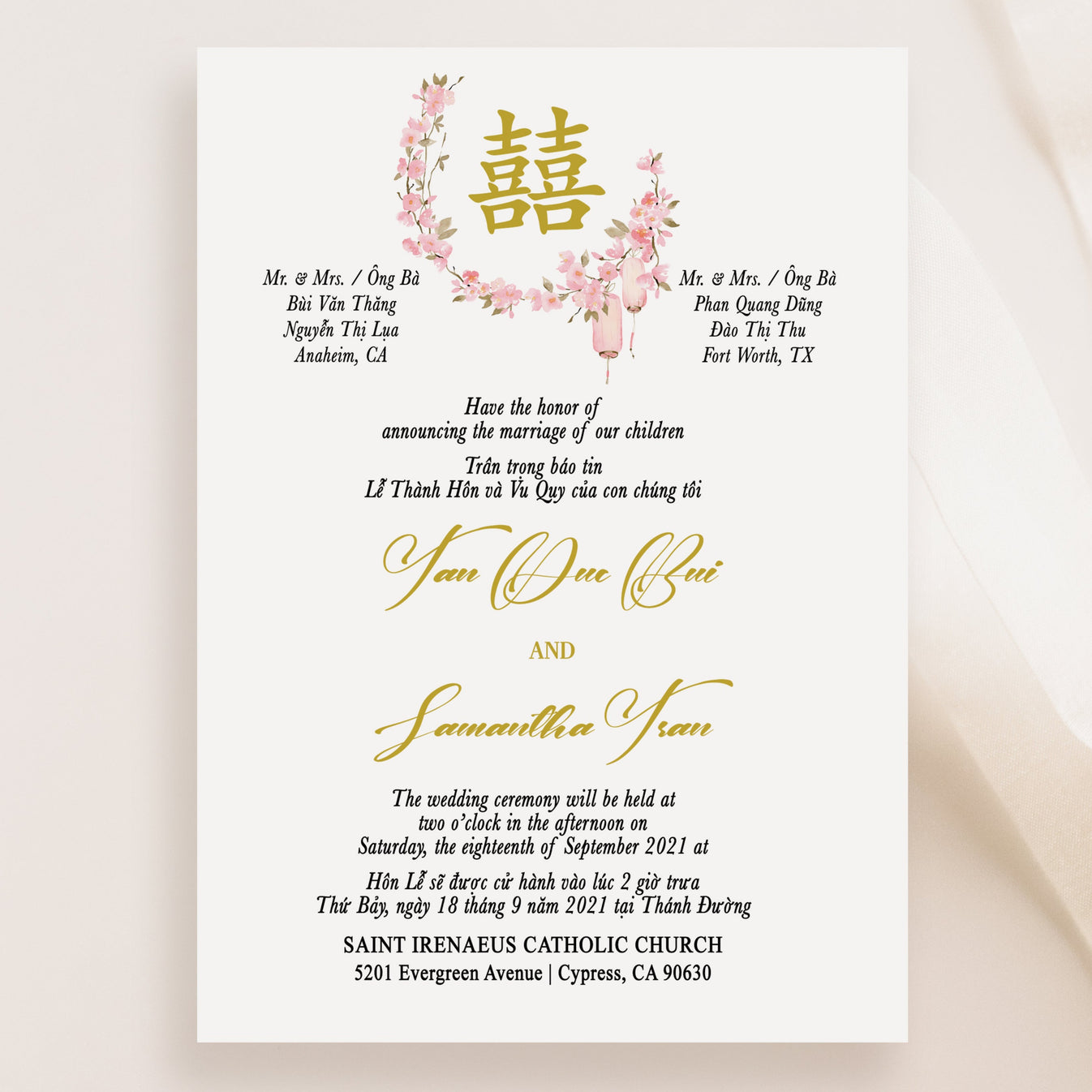 Emma Customizable Bilingual Vietnamese Wedding Invitation Suites ...